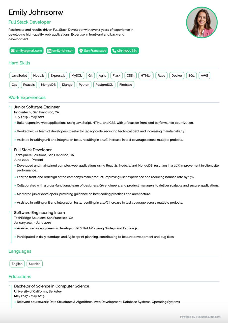 Prestige Resume Template - Free Professional CV Design | Nexus Resume